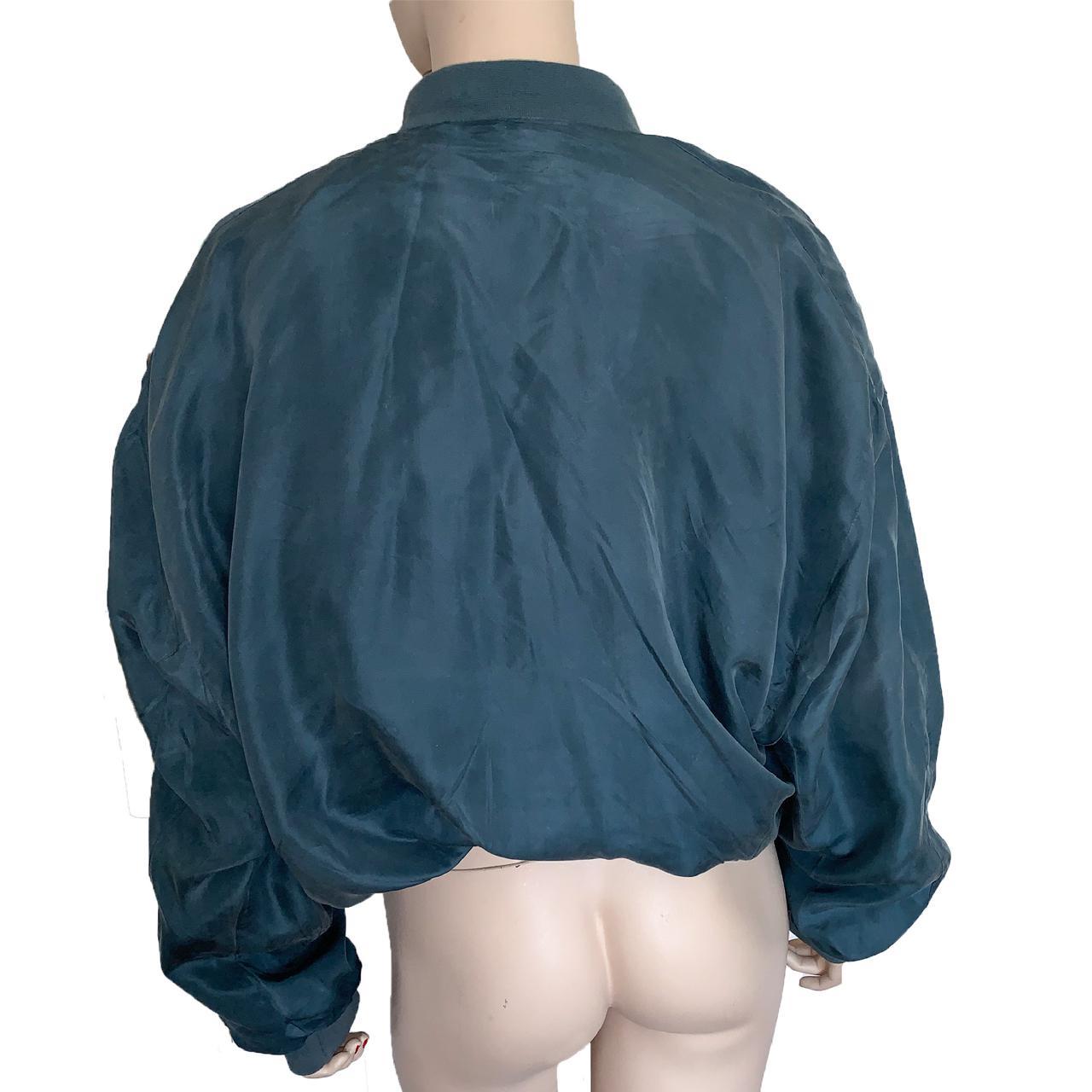 Amazing 100% silk bomber jacket really cute blue colour - Depop
