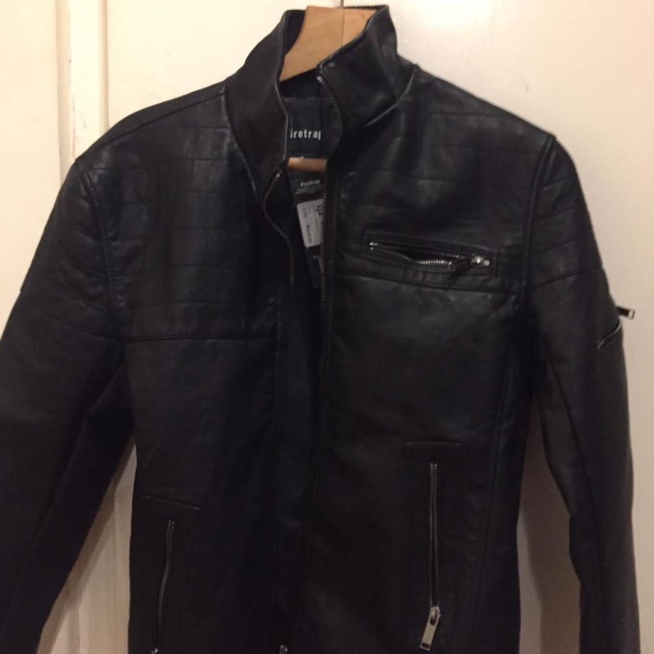 Mens leather firetrap jacket black medium - Depop