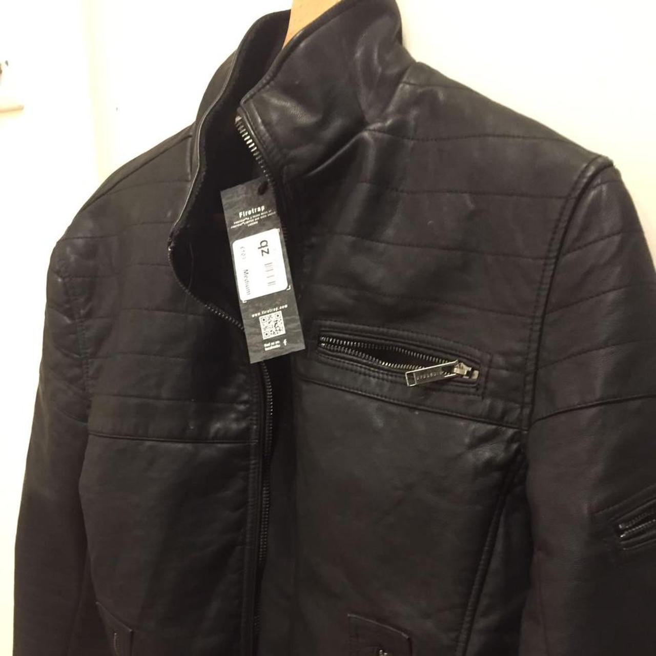 Mens leather firetrap jacket black medium - Depop