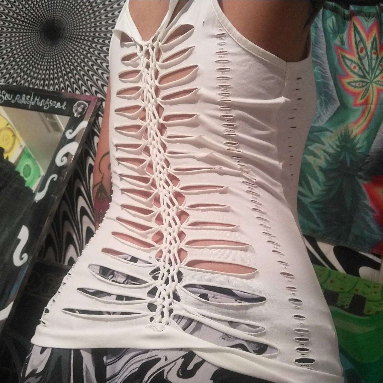 Psy-fairy Alien weaved wide strap tank top Made... - Depop