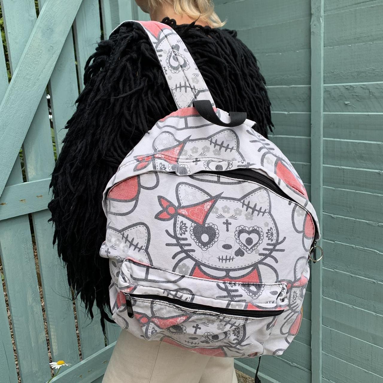 🥑 VINTAGE BLEEDING HEART CANVAS EMO CAT BACKPACK... - Depop