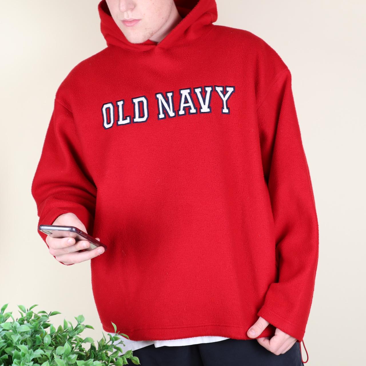 Red Old Navy Fleece Hoodie Size: XL Condition: In... - Depop