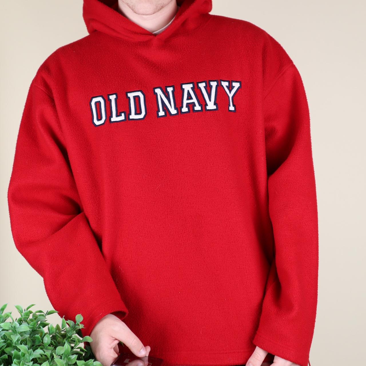 Red Old Navy Fleece Hoodie Size: XL Condition: In... - Depop
