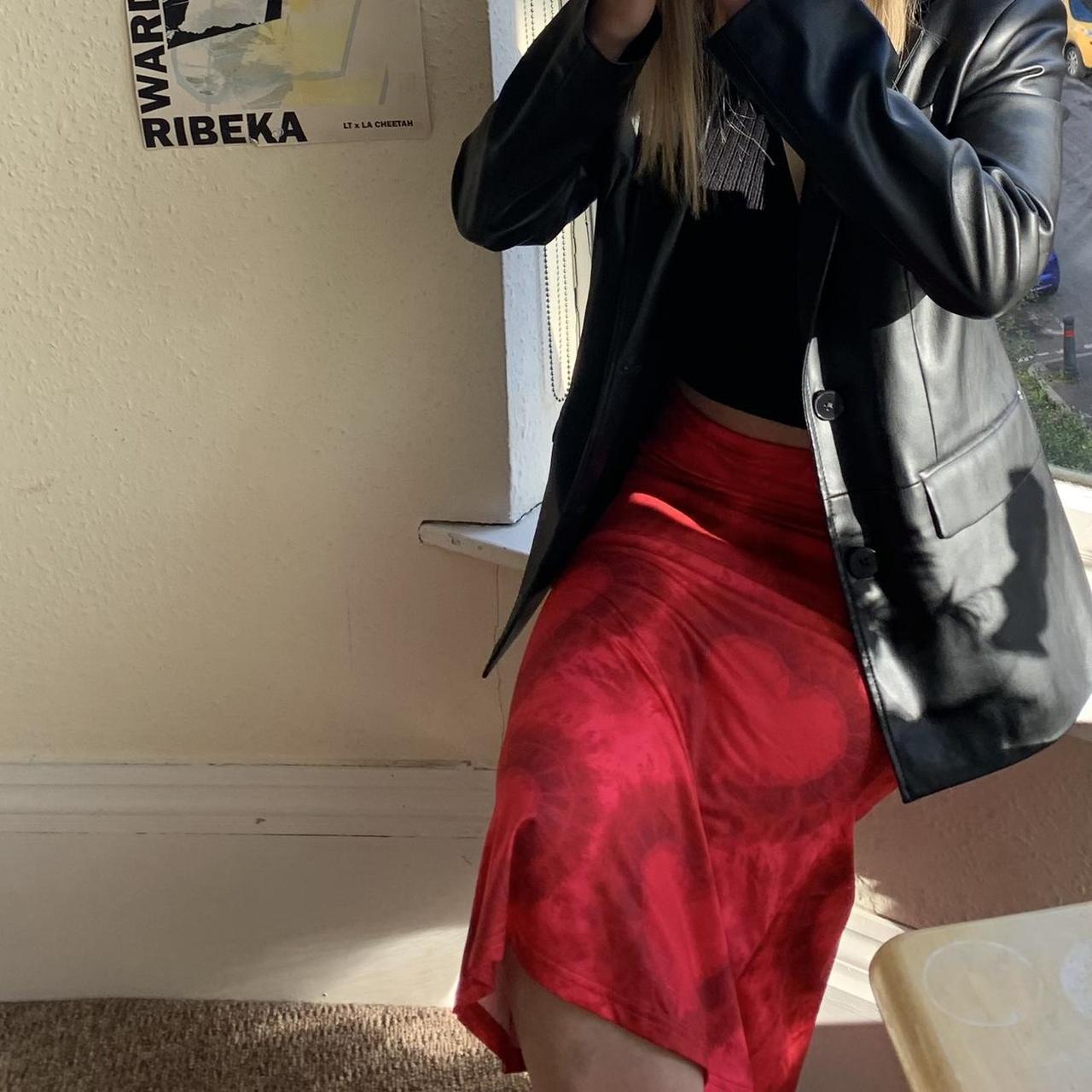 Gorgeous red heart maxi skirt Perfect summer... - Depop