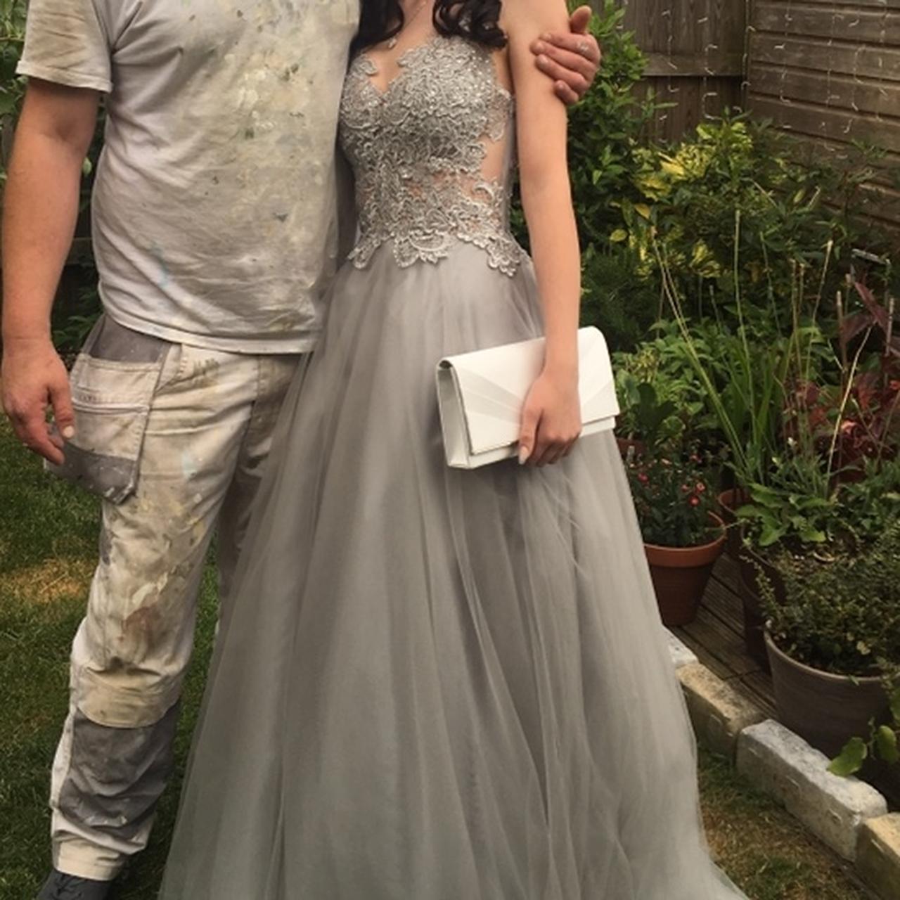 Gorgeous figure hugging grey/silver fairytale PROM... - Depop