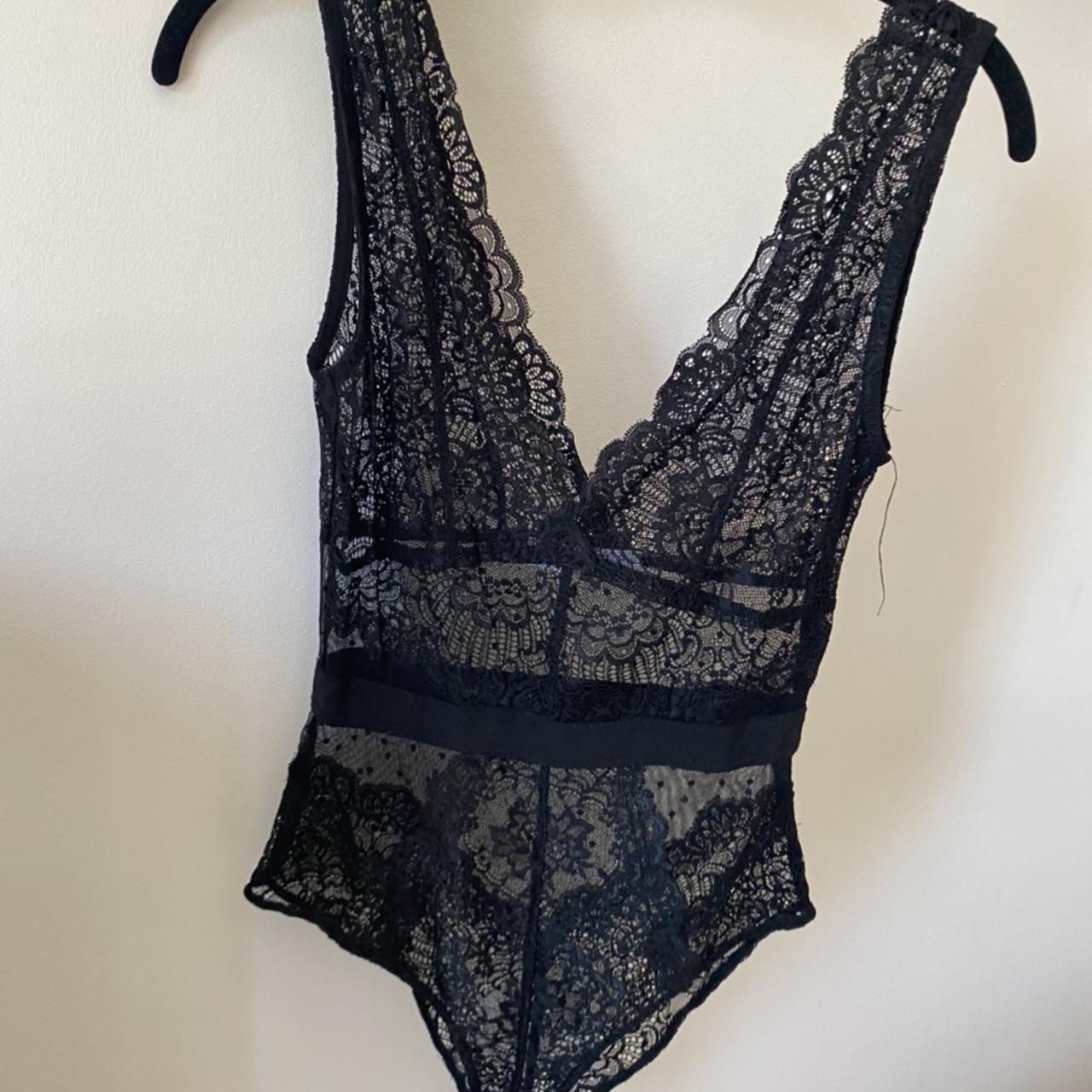 ASOS - Black Lace Low Cut Bodysuit Worn twice Can be... - Depop