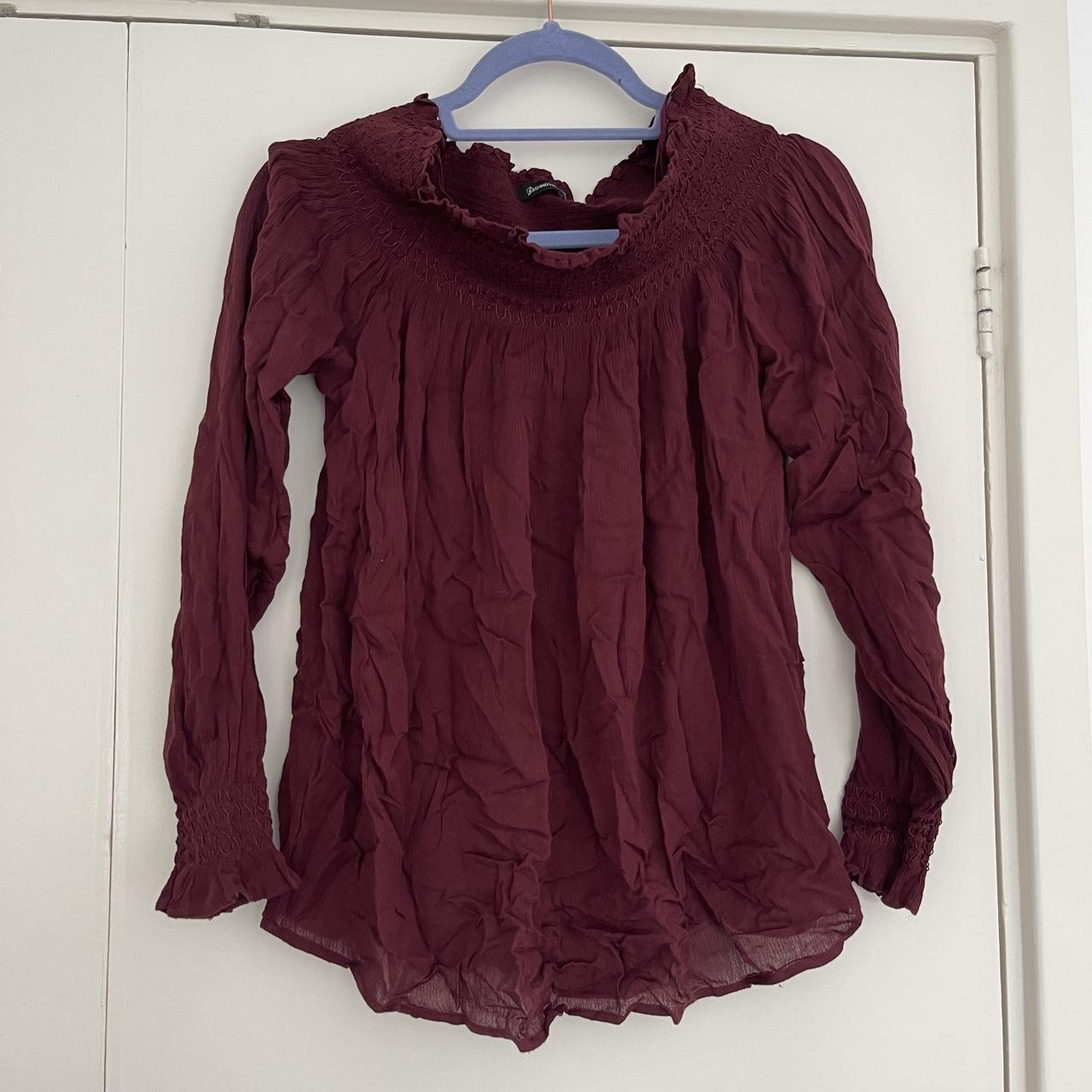 Burgundy Long Sleeve Blouse From Stradivarius Size Depop