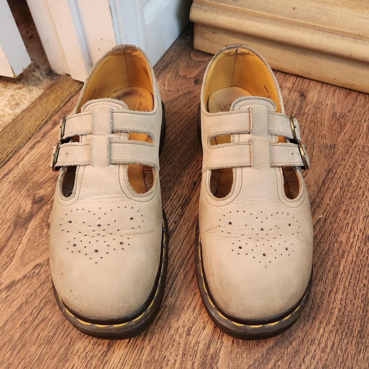 Vintage Doc Martens Cream Nubuck leather Mary... - Depop
