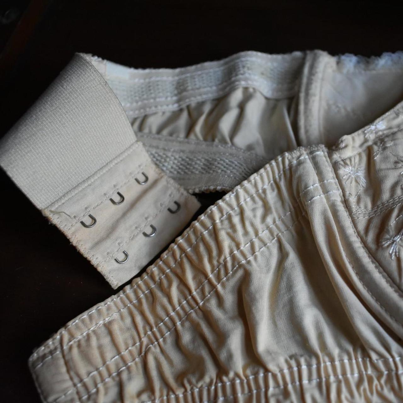 1940's Perma-lift Golden Cream Embroidered Strapless... | Depop