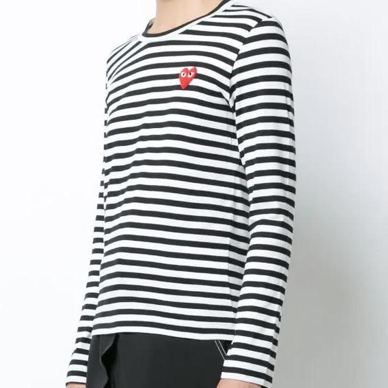 CDG PLAY Striped Long Sleeve T-Shirt SIZE: XL (Hard... - Depop