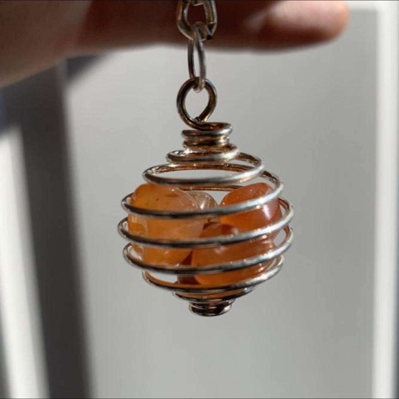 Mini Cage Crystal Keychain Carnelian 🎃 Free Gift... - Depop