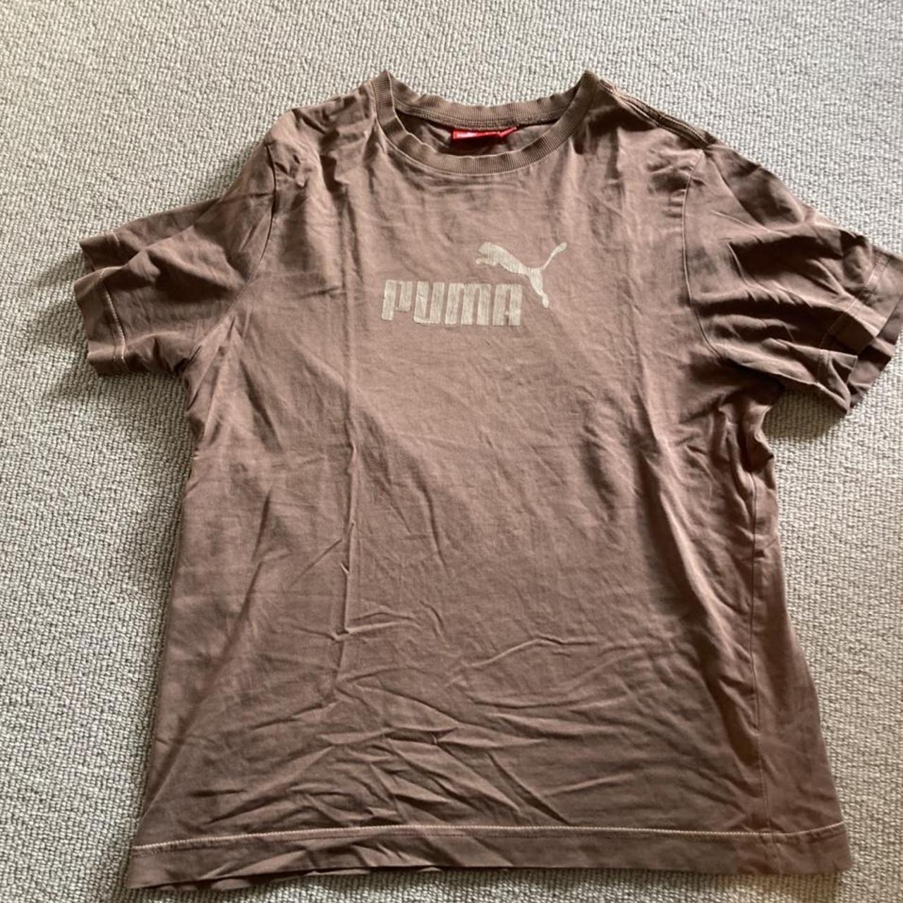Brown vintage puma T-shirt - Depop