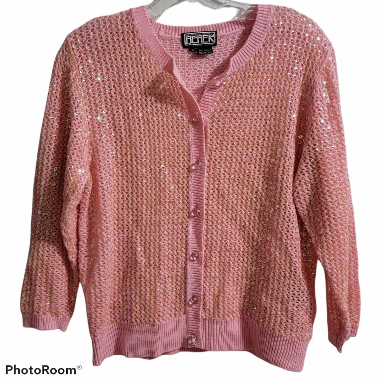Vintage Berek Sequin Pink Sweater Berek by Takako... - Depop