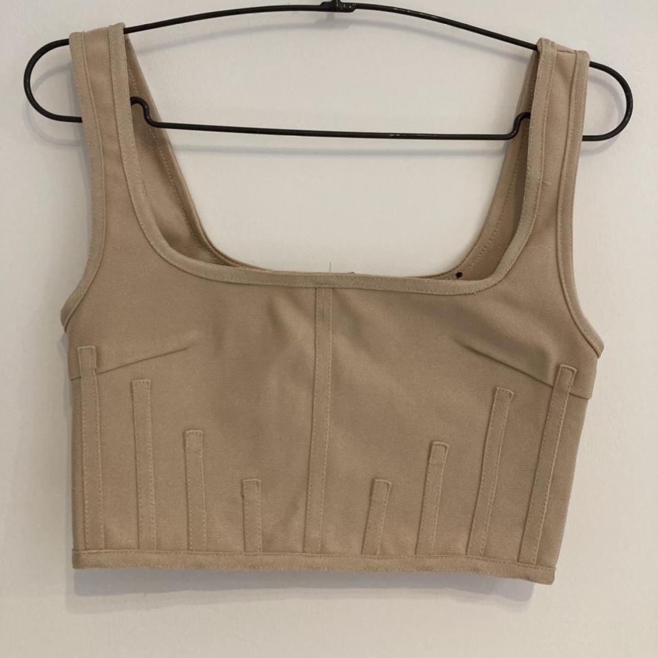 Missguided Women's Tan Crop-top | Depop