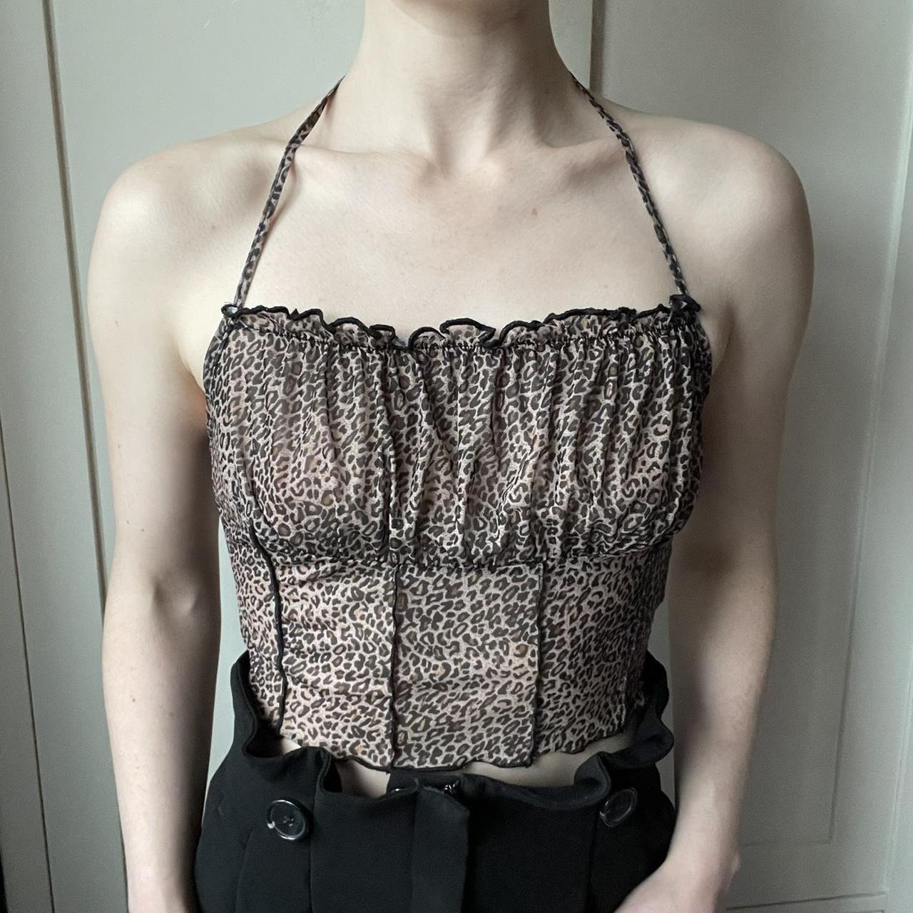 Gorgeous soft mesh leopard print cropped cami with... - Depop