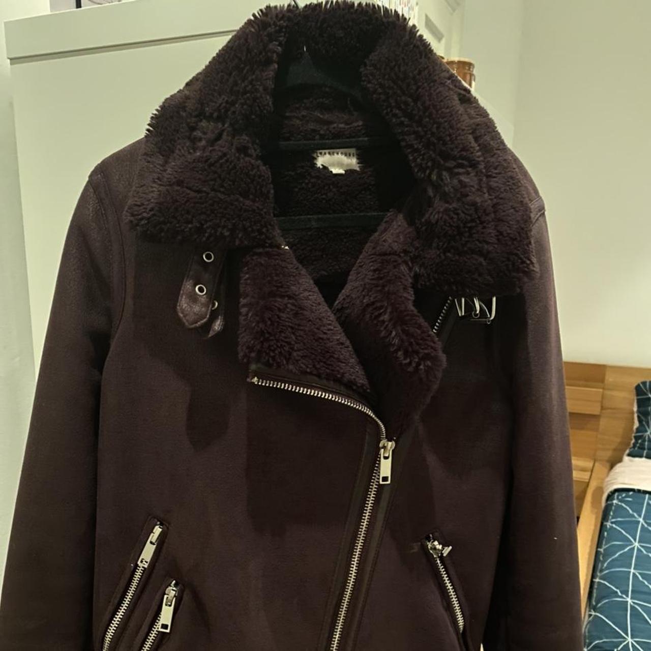 Wharehouse Faux Fur Lined Zip Detail Aviator Jacket Depop