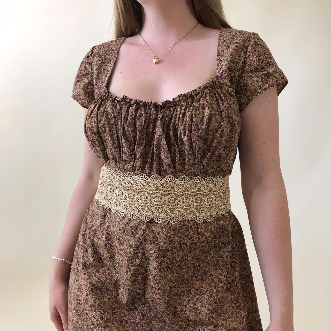 Handmade micro floral mid length dress sweet... - Depop