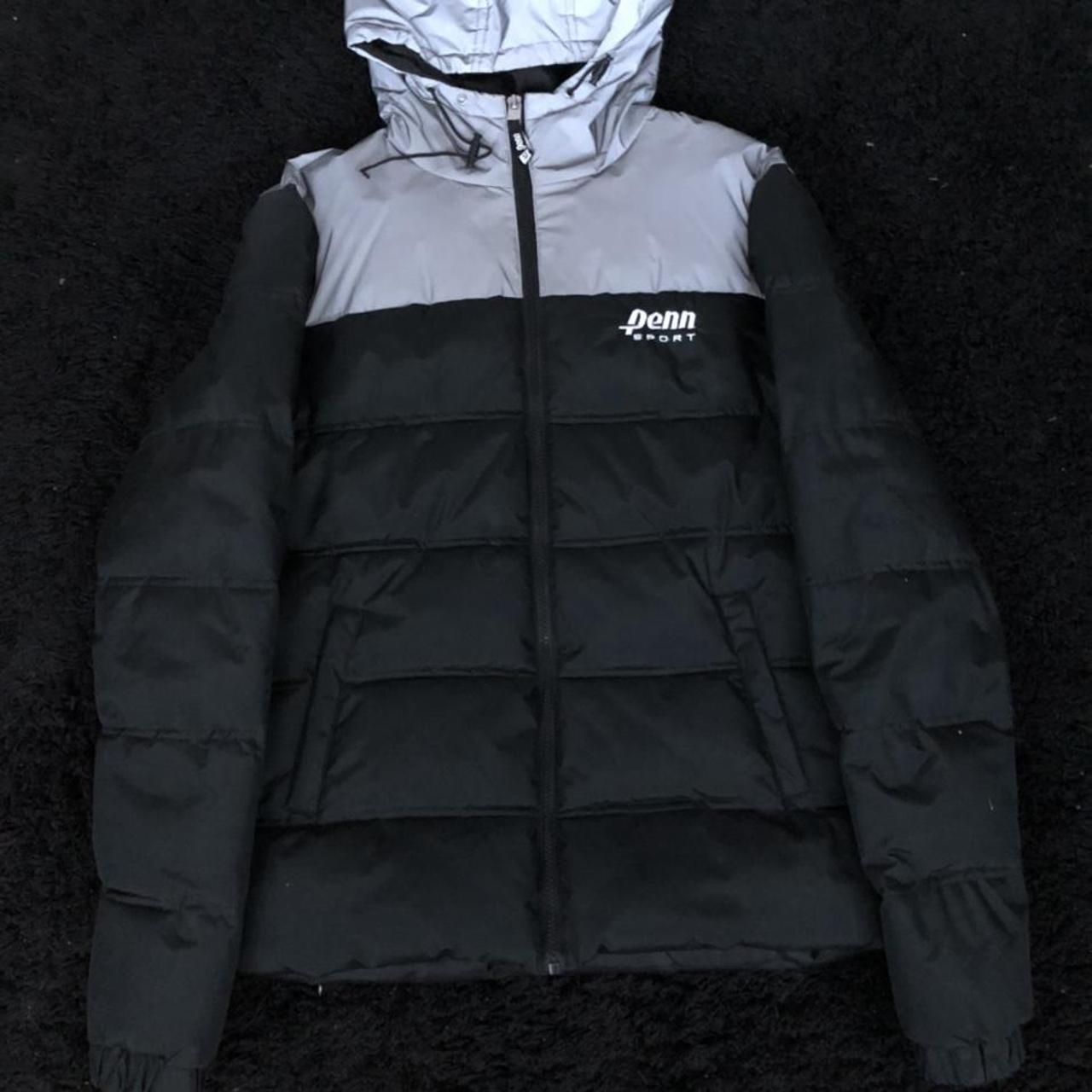 Penn Men's Black and Silver Jacket | Depop