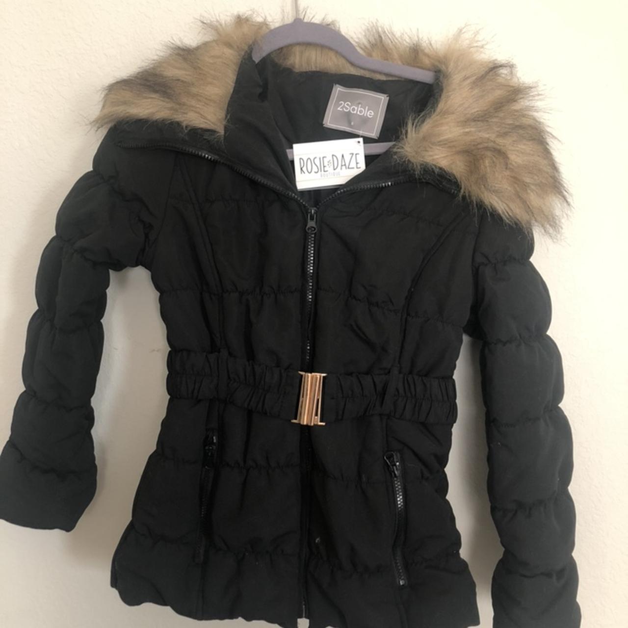 Rosie Daze faux fur black puffer jacket Casey... - Depop
