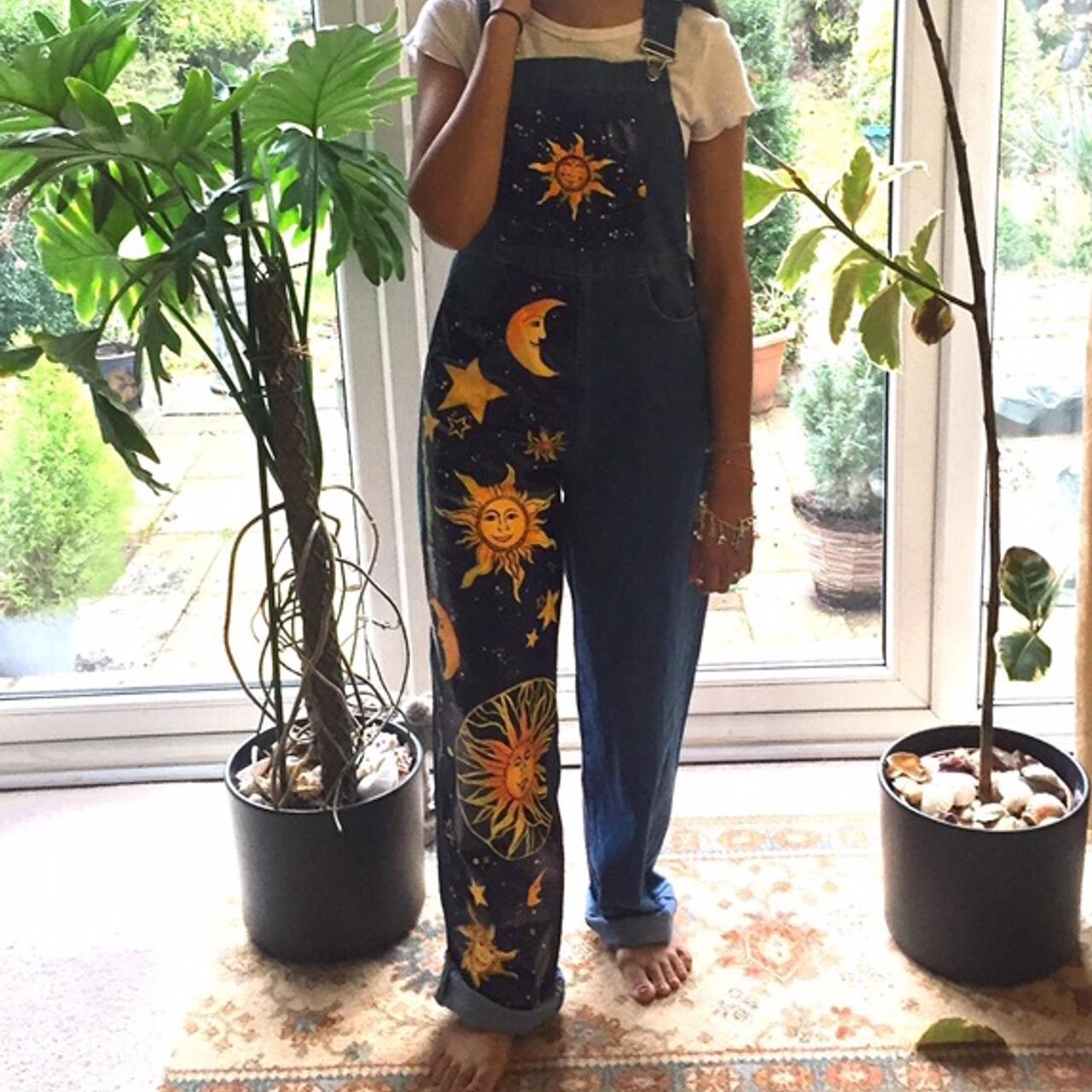 Selling these CUSTOM HAND PAINTED dungarees made to... - Depop