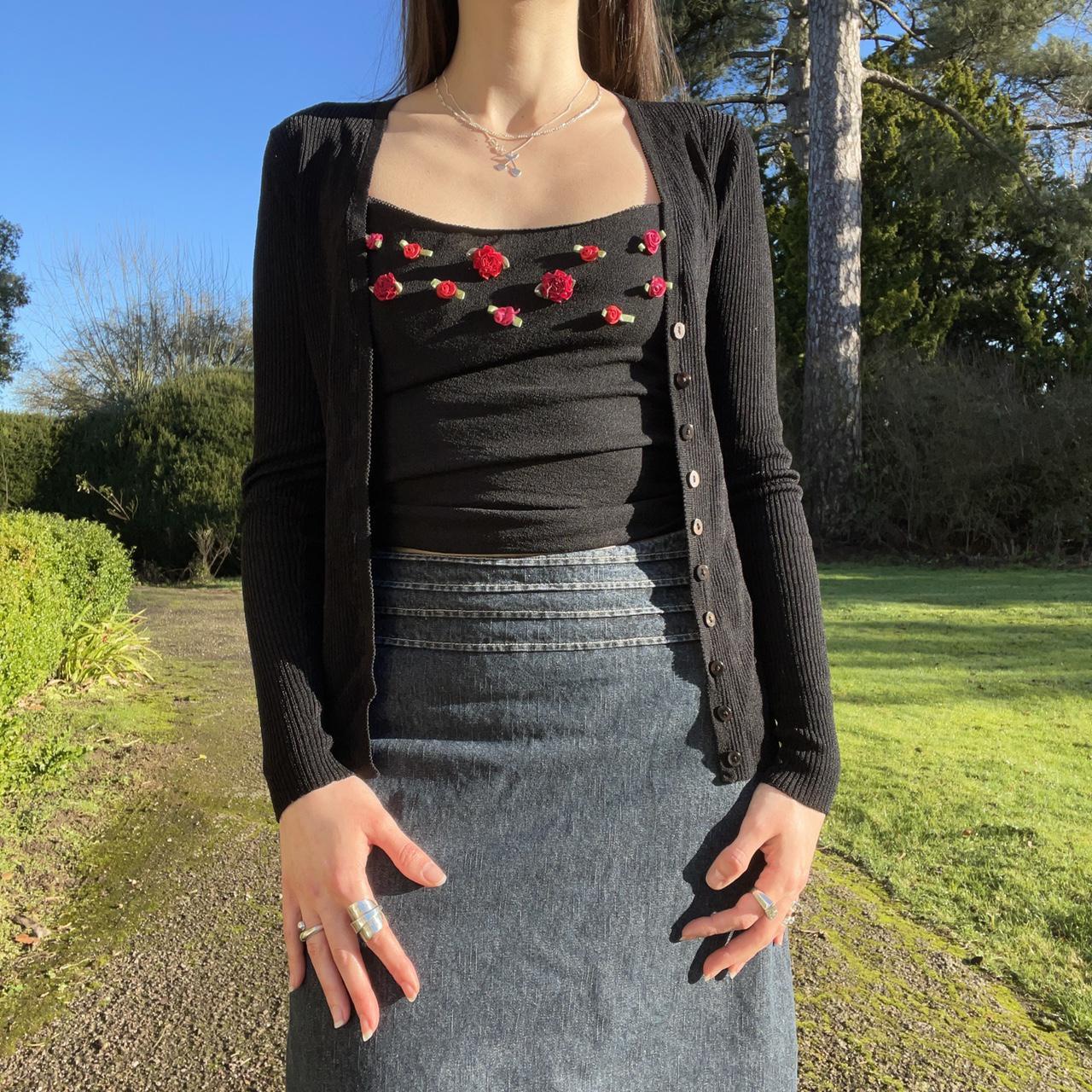 Vintage 90s Principles black ribbed cardi 🖤 Size 8,... - Depop