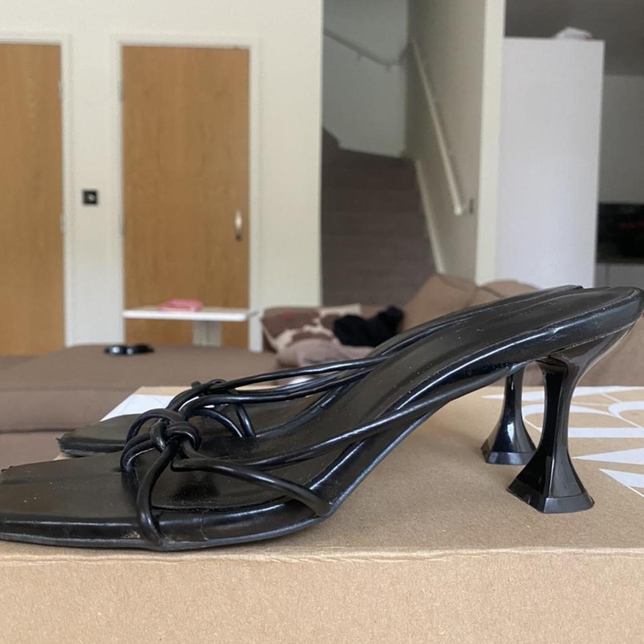 PRETTY LITTLE THING black thong heels, uk... - Depop