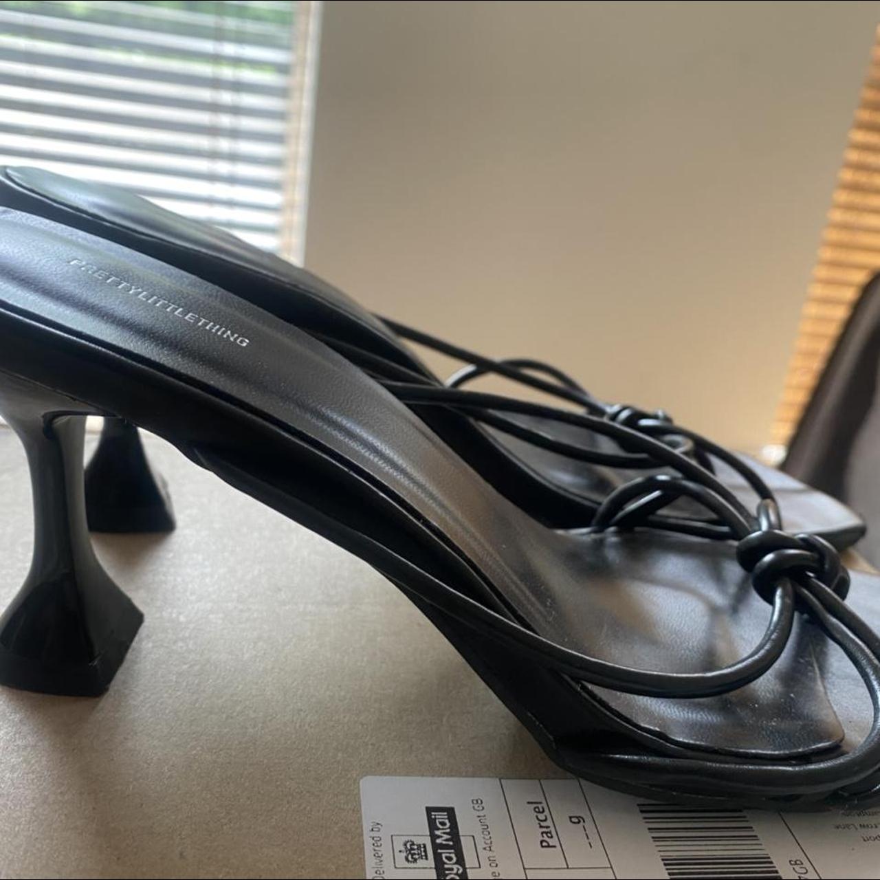 PRETTY LITTLE THING black thong heels, uk... - Depop