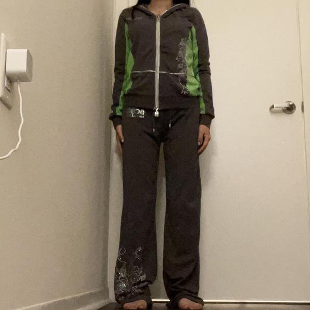 BCBG Maxazria Tracksuit in Neon Green & Grey... - Depop