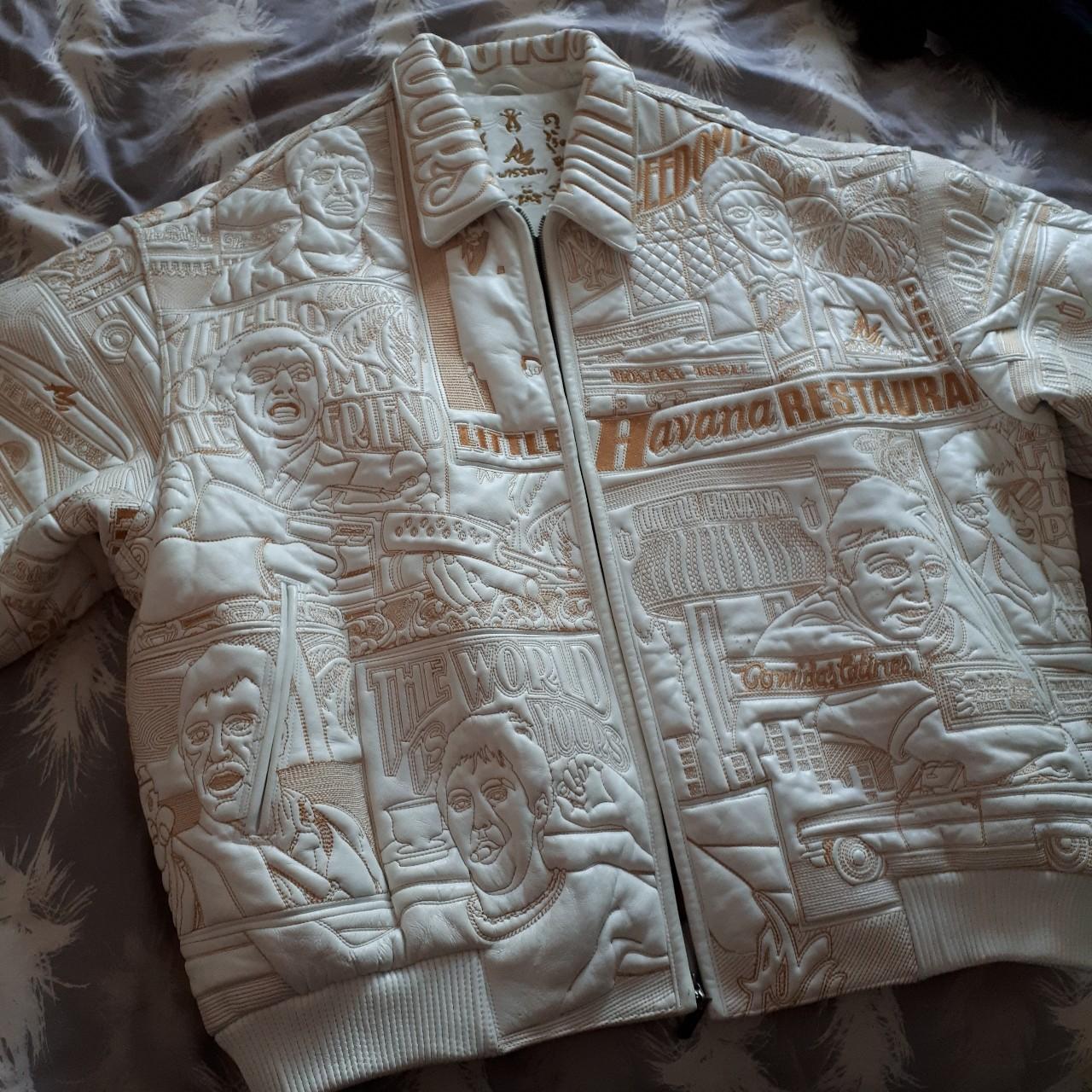 White Leather Al Wissam Scarface Jacket One of a... - Depop