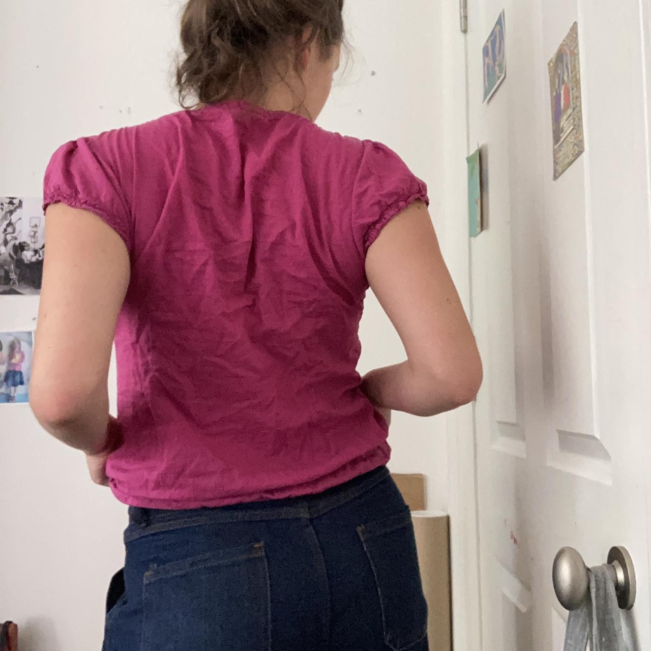 pink milkmaid prairie style top with slightly puffed... - Depop