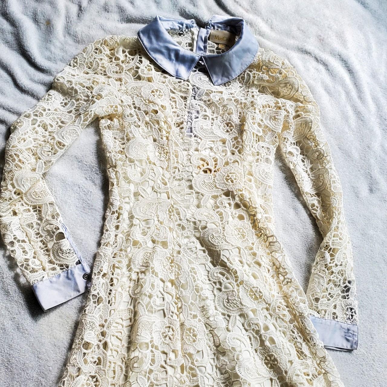 Modcloth vintage style lace blue collared dress.... - Depop