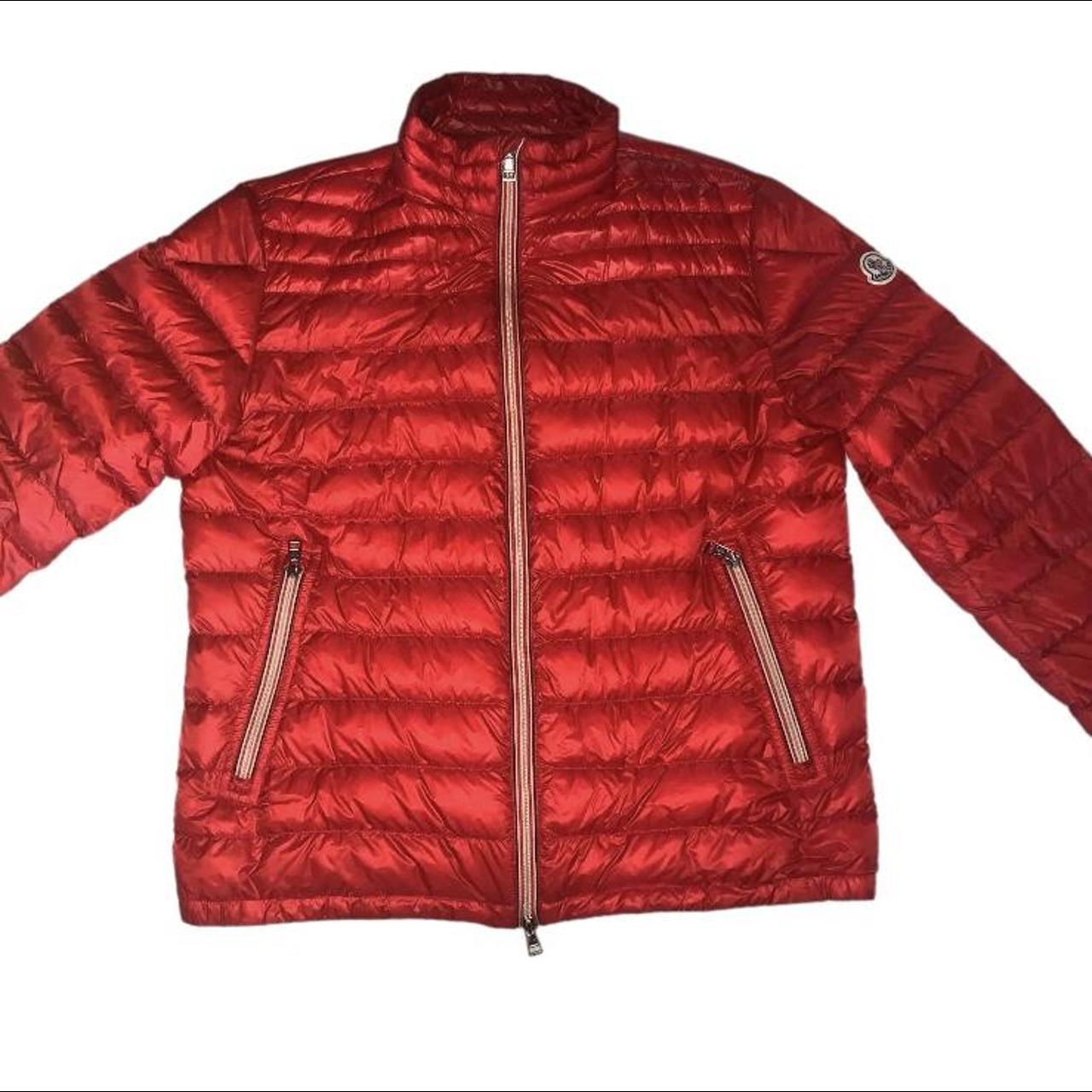 Red Moncler puffer jacket • perfect condition only... - Depop