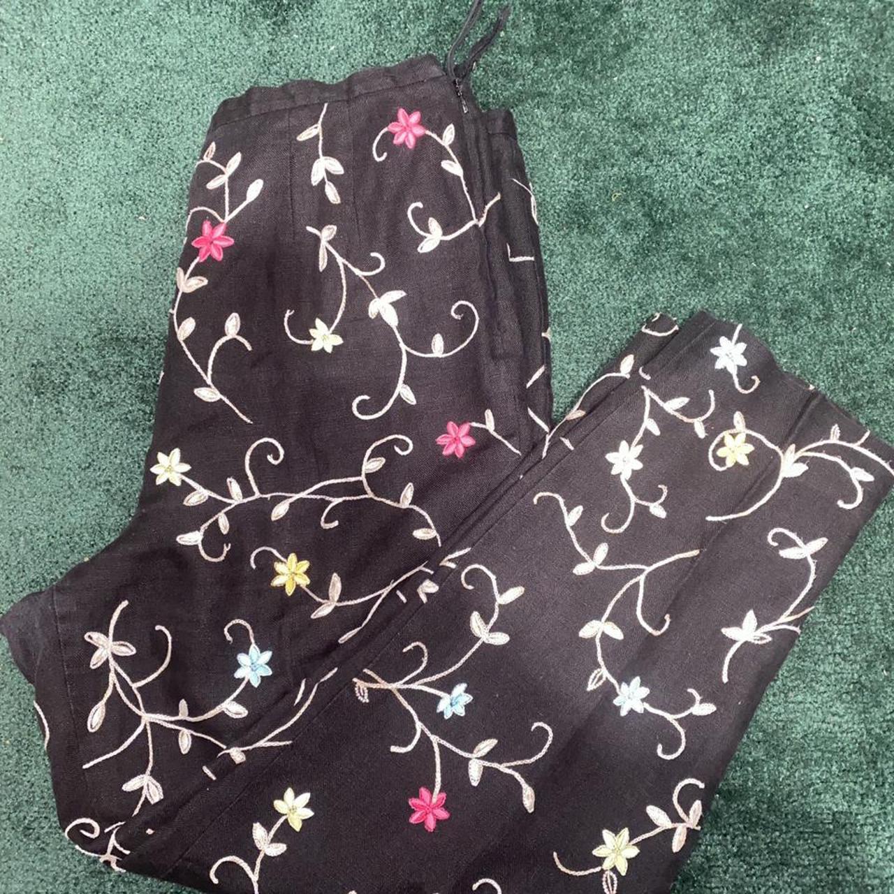Vintage Floral Embroidered Pants Amazing pants and... - Depop