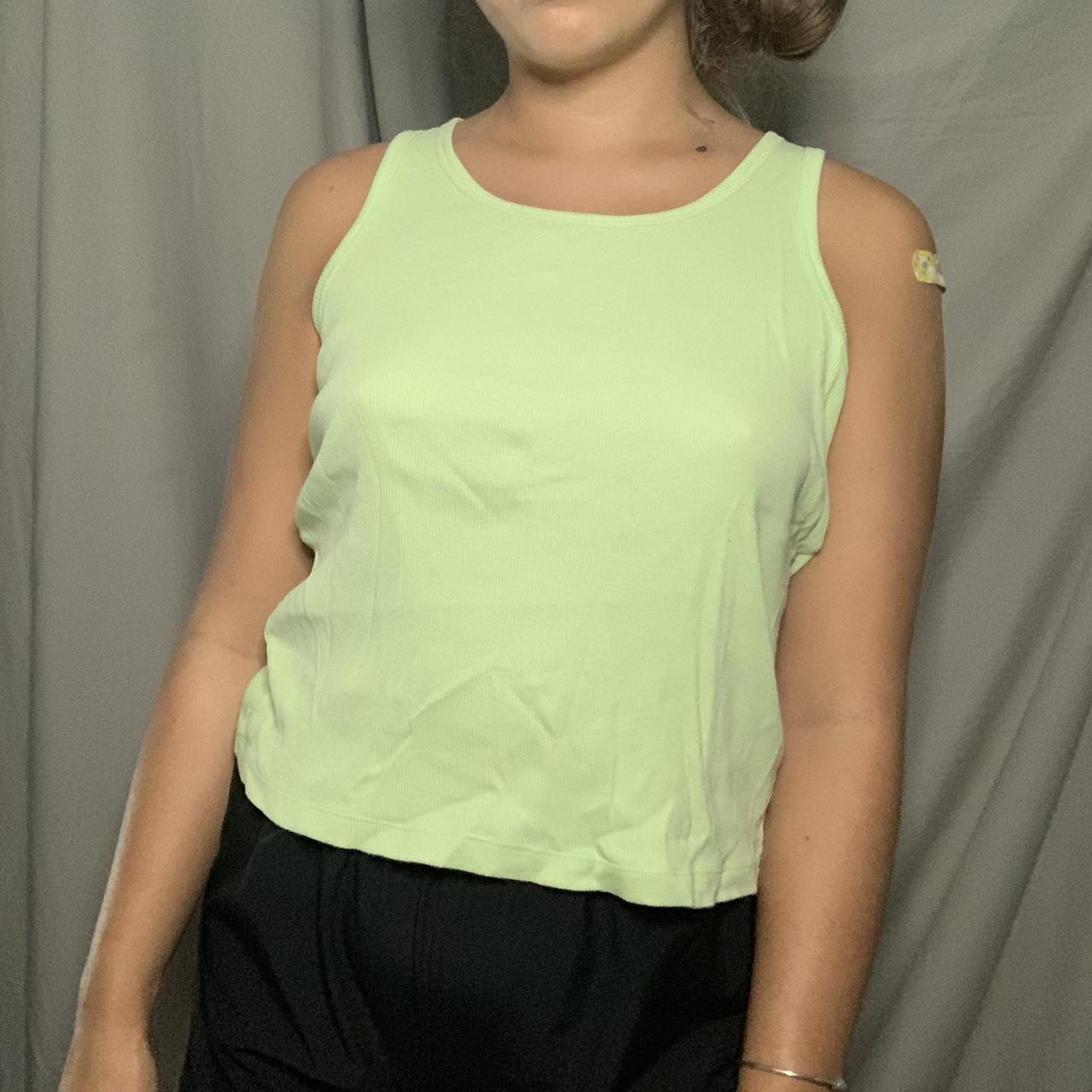 Lime green ribbed tank 💚 super basic & cute. Size M.... - Depop