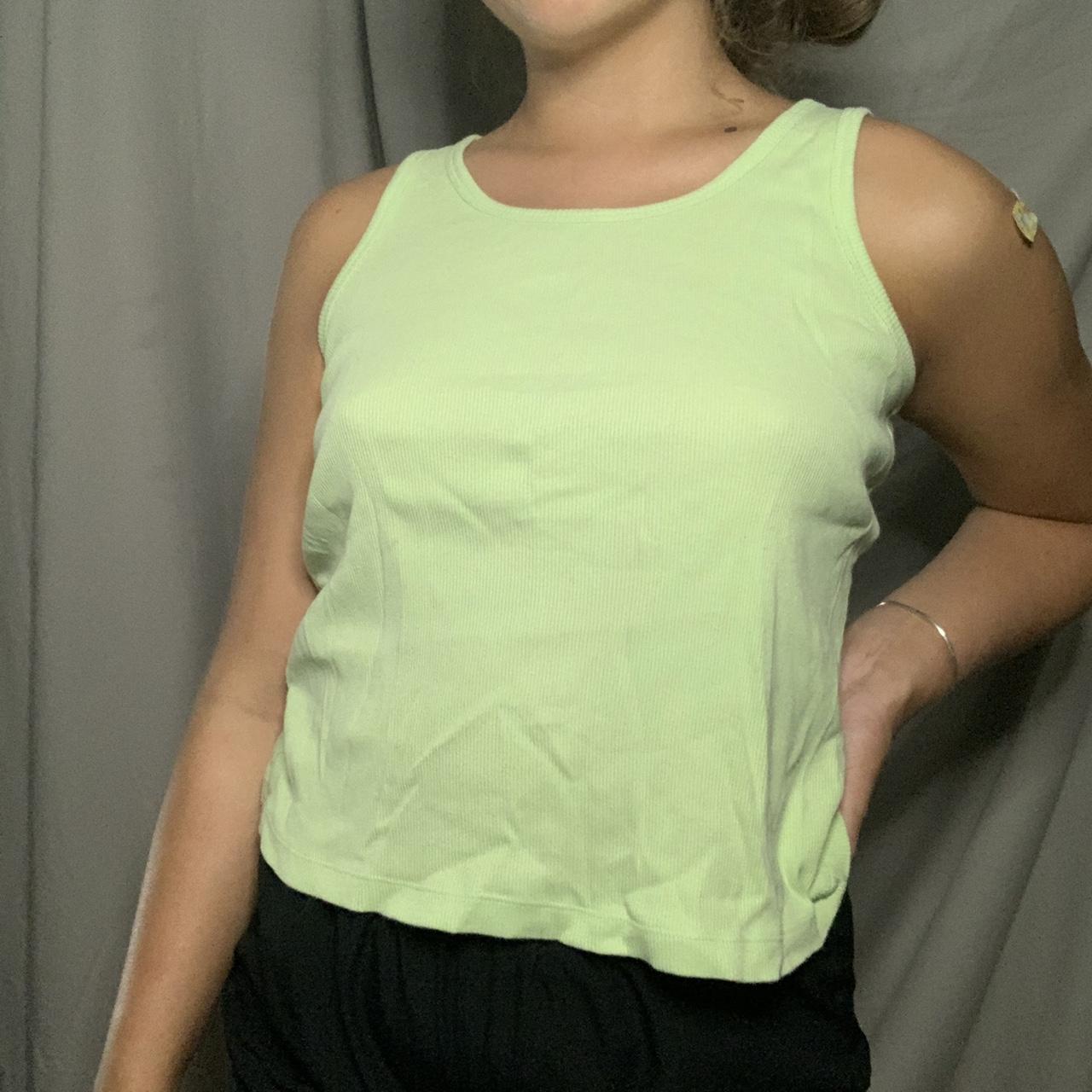 Lime green ribbed tank 💚 super basic & cute. Size M.... - Depop