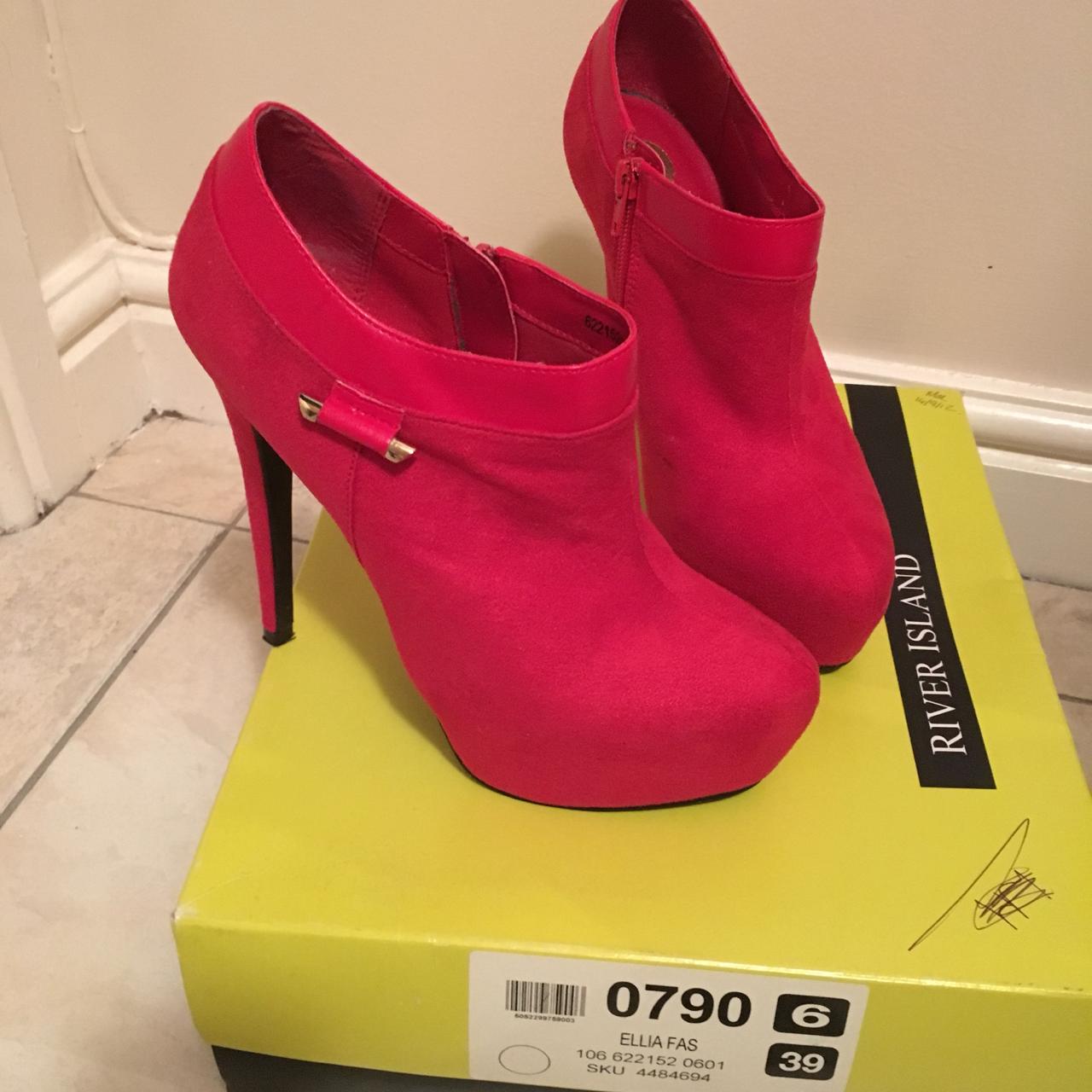 River Island red suede platform boots size 6. Worn... - Depop