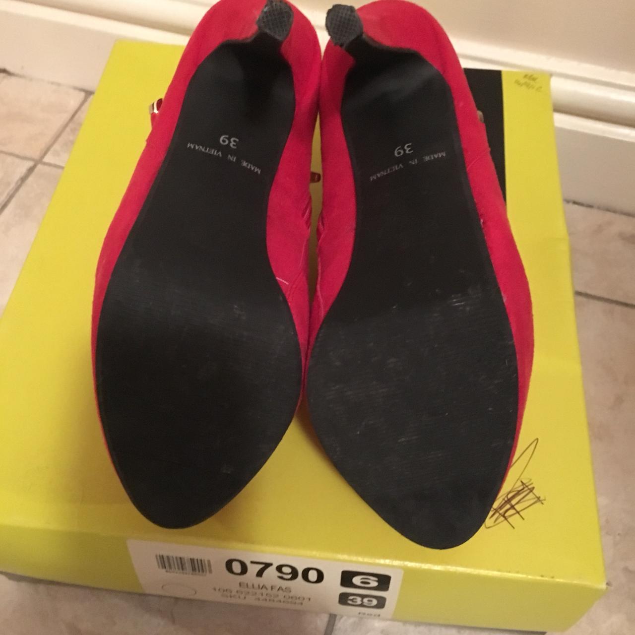 River Island red suede platform boots size 6. Worn... - Depop