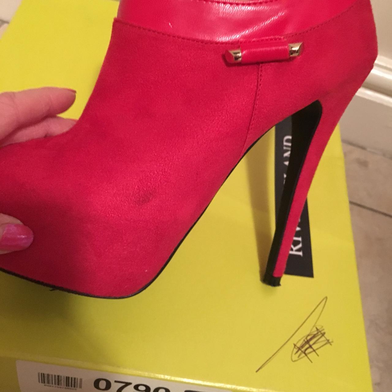 River Island red suede platform boots size 6. Worn... - Depop