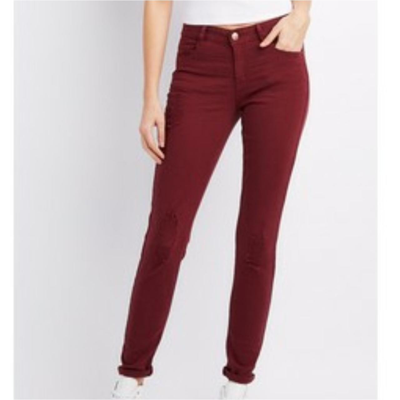 Super flattering maroon skinny jeans. From Tillys... - Depop