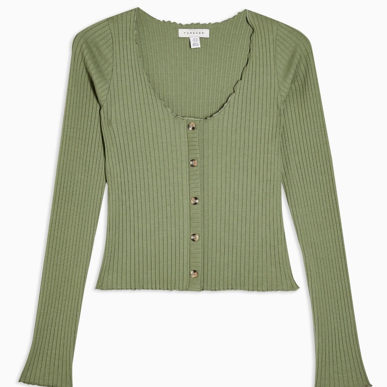 Topshop Khaki Lettuce Button Cardigan Brand New... - Depop