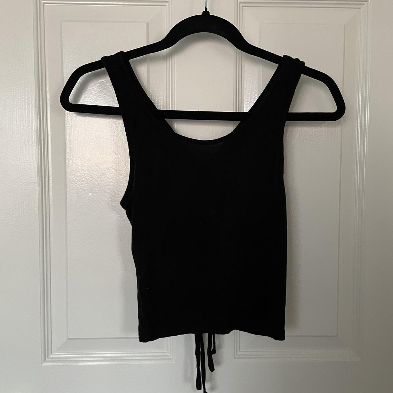Black Cinched-Back Tank - super soft, stretchy... - Depop