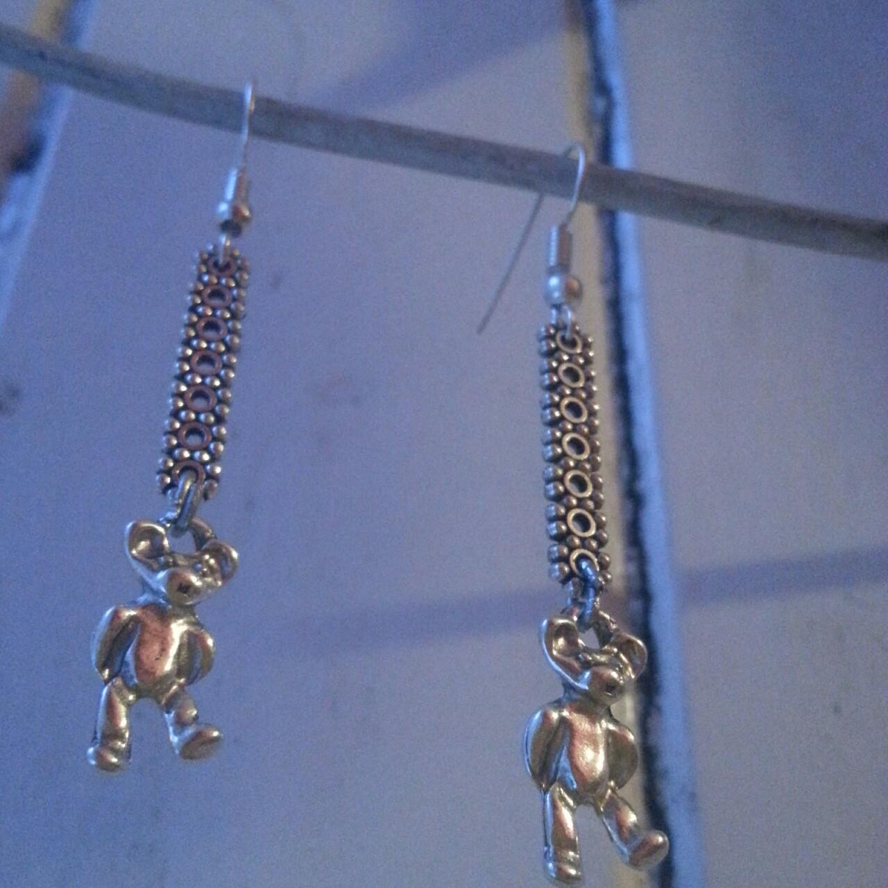 Super cute silver drop teddy bear... - Depop