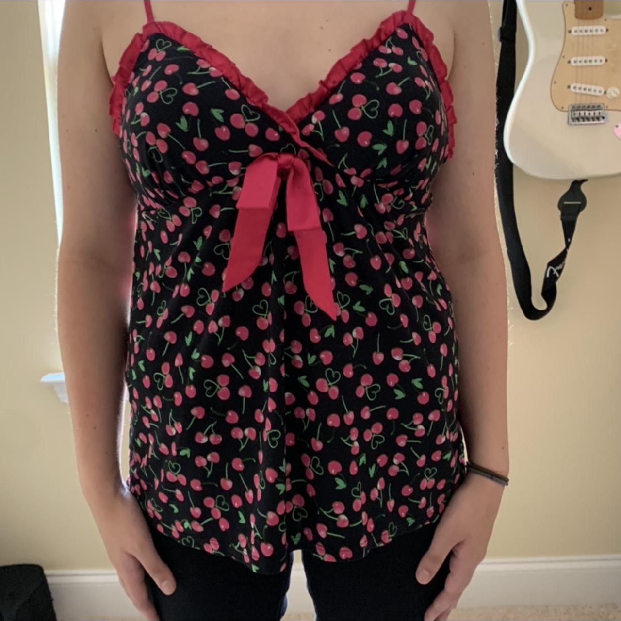 Y2K cherry tank top. Has padding and adjustable... - Depop