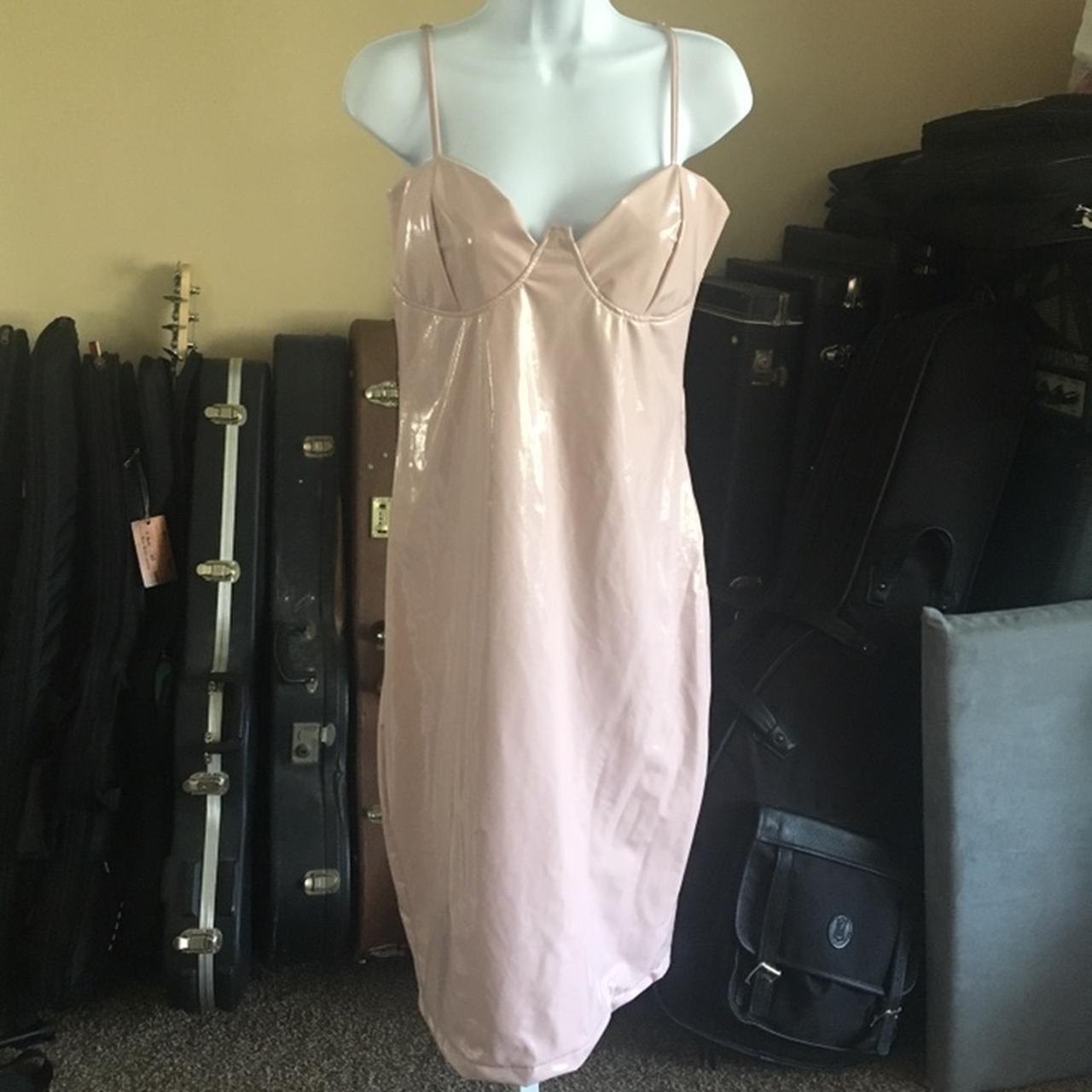 Peach Vinyl Bodycon Dress M I Lost The Inside Tag Depop