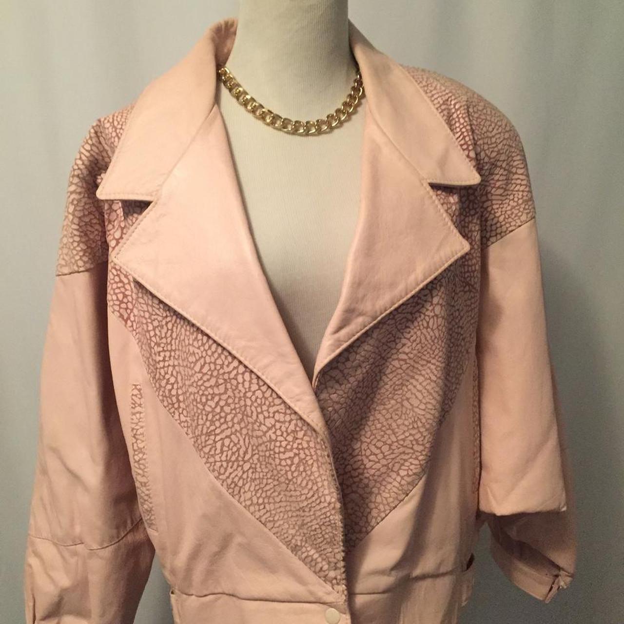 Vintage Pink Leather Batwing Jacket Vintage Jacket Depop