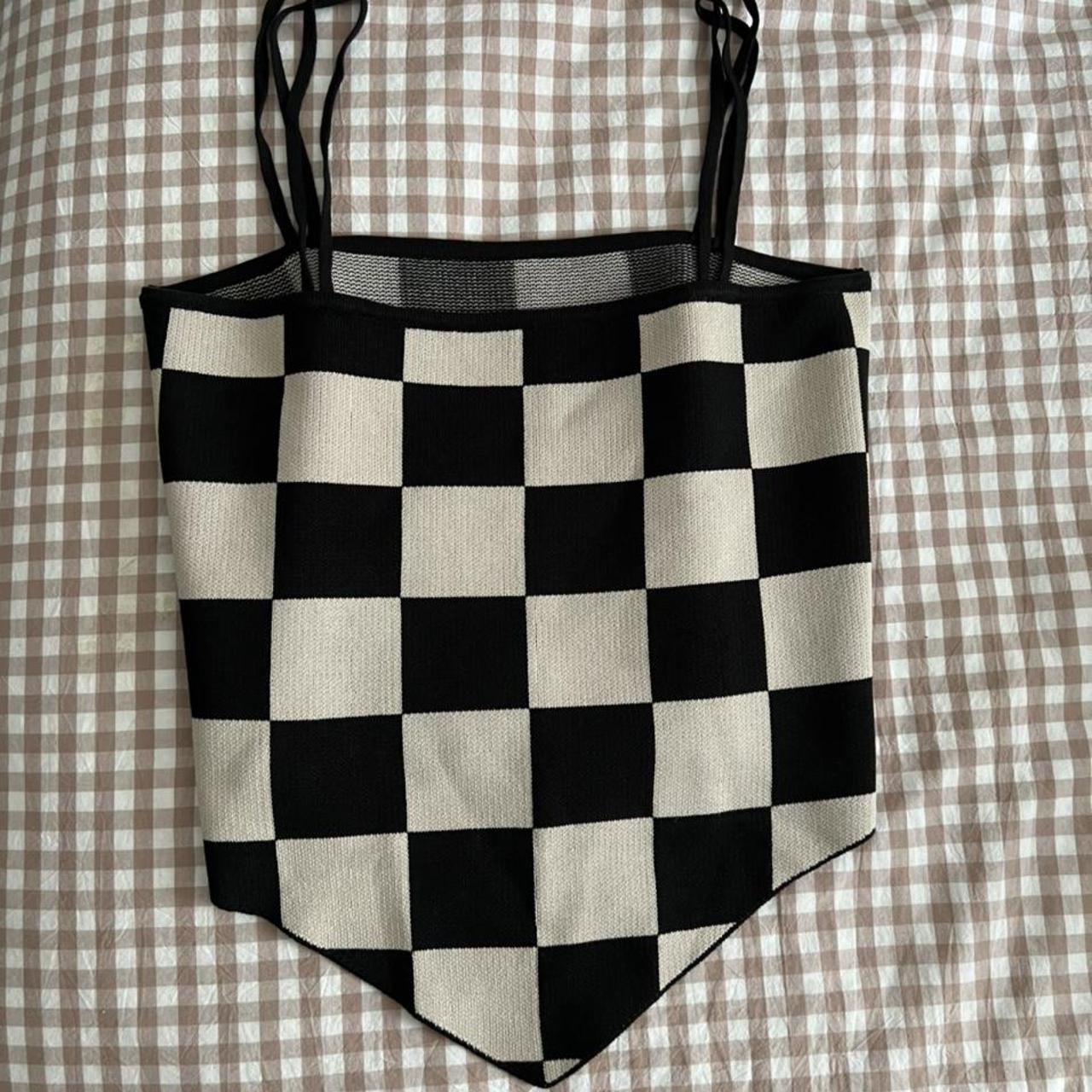 Cute acubi fashion inspired Checker pattern knit... - Depop