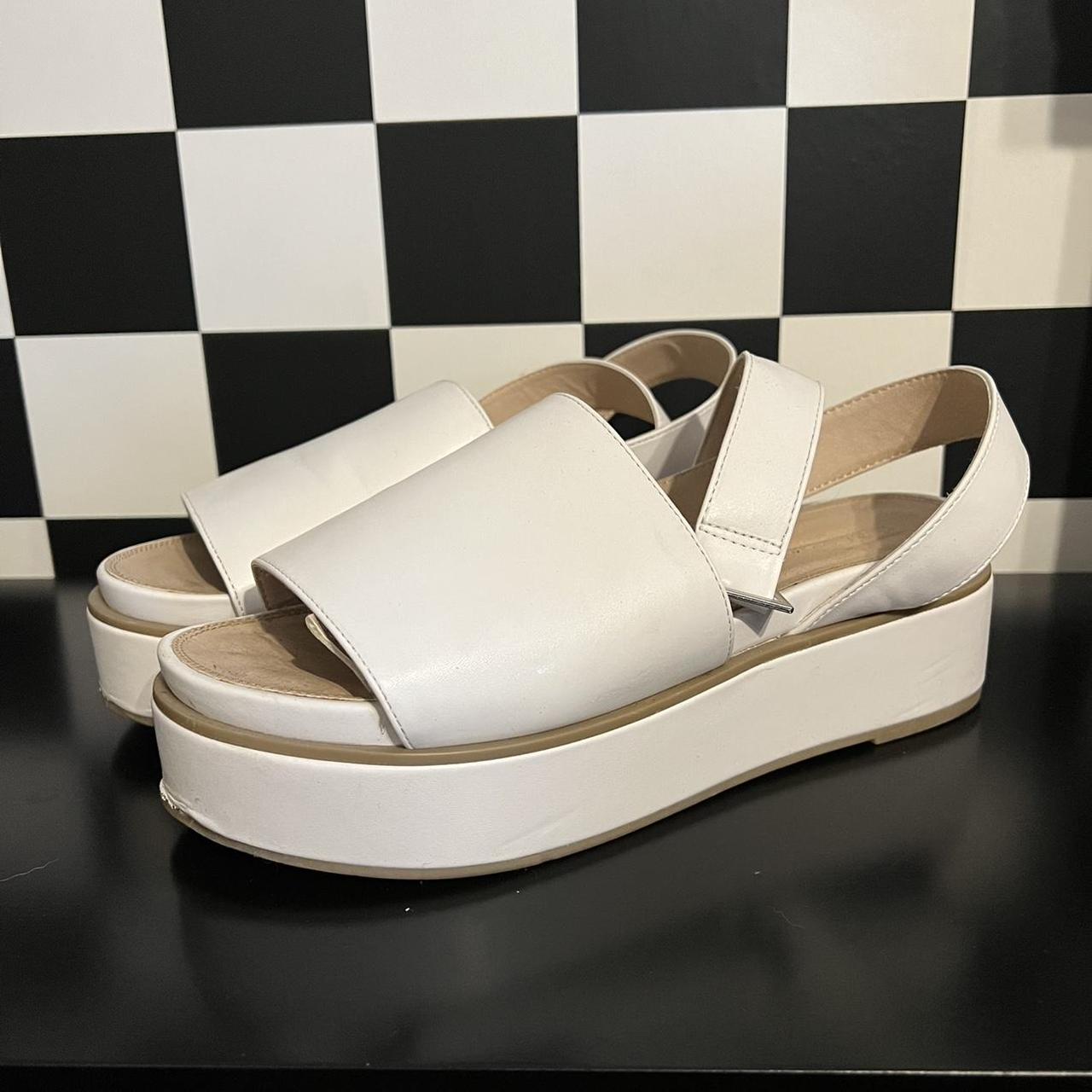 ASOS Women's White and Tan Sandals | Depop