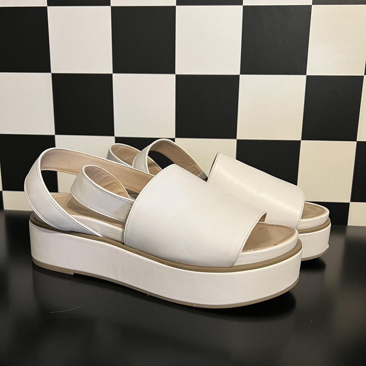 ASOS Women's White and Tan Sandals | Depop