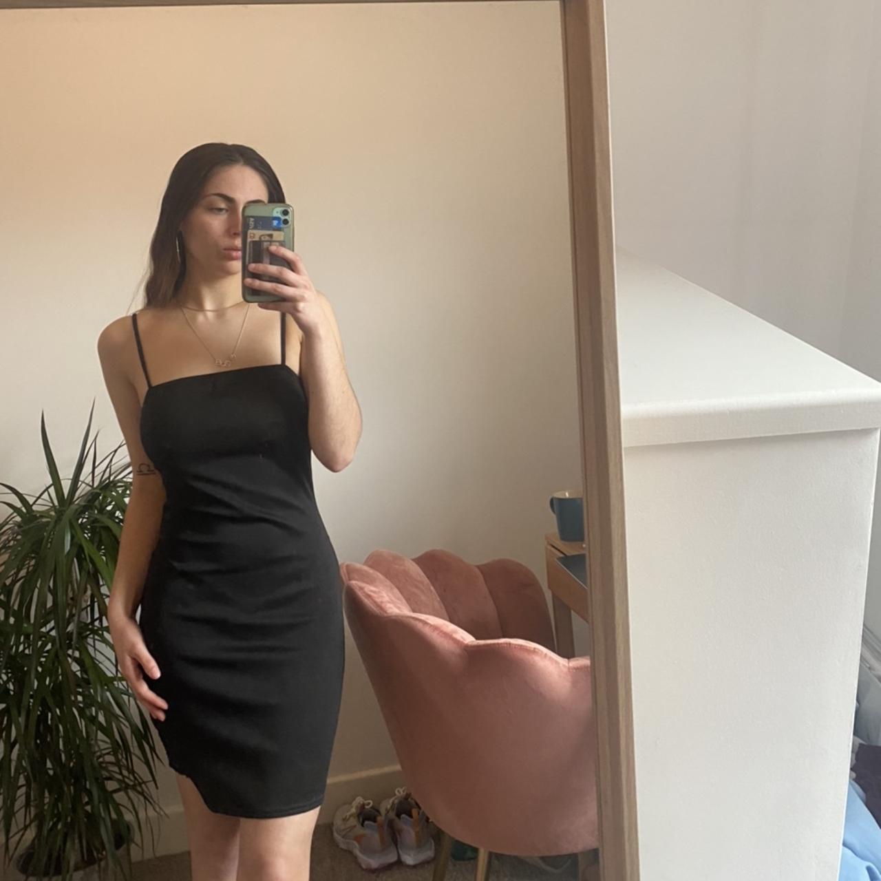 Missguided size 10 black dress with lace detailing.... - Depop