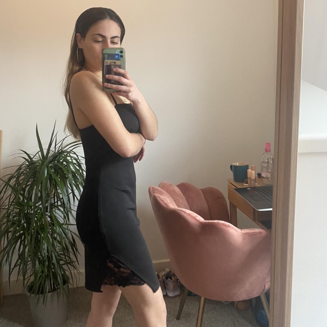 Missguided size 10 black dress with lace detailing.... - Depop